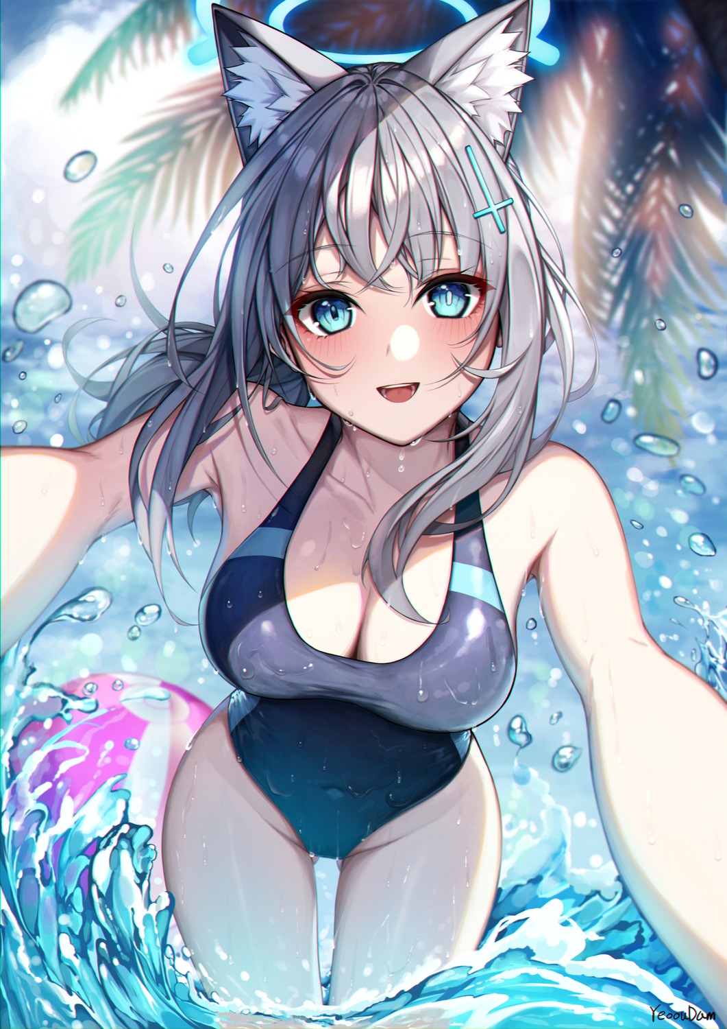 yeoohdam blue archive sunaookami shiroko animal ears halo nekomimi swimsuits wet | #1120853 ...